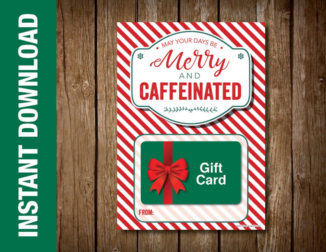 PRINTABLE Coffee Themed Christmas Card -- Coffee Holiday Card -- Coffee ...