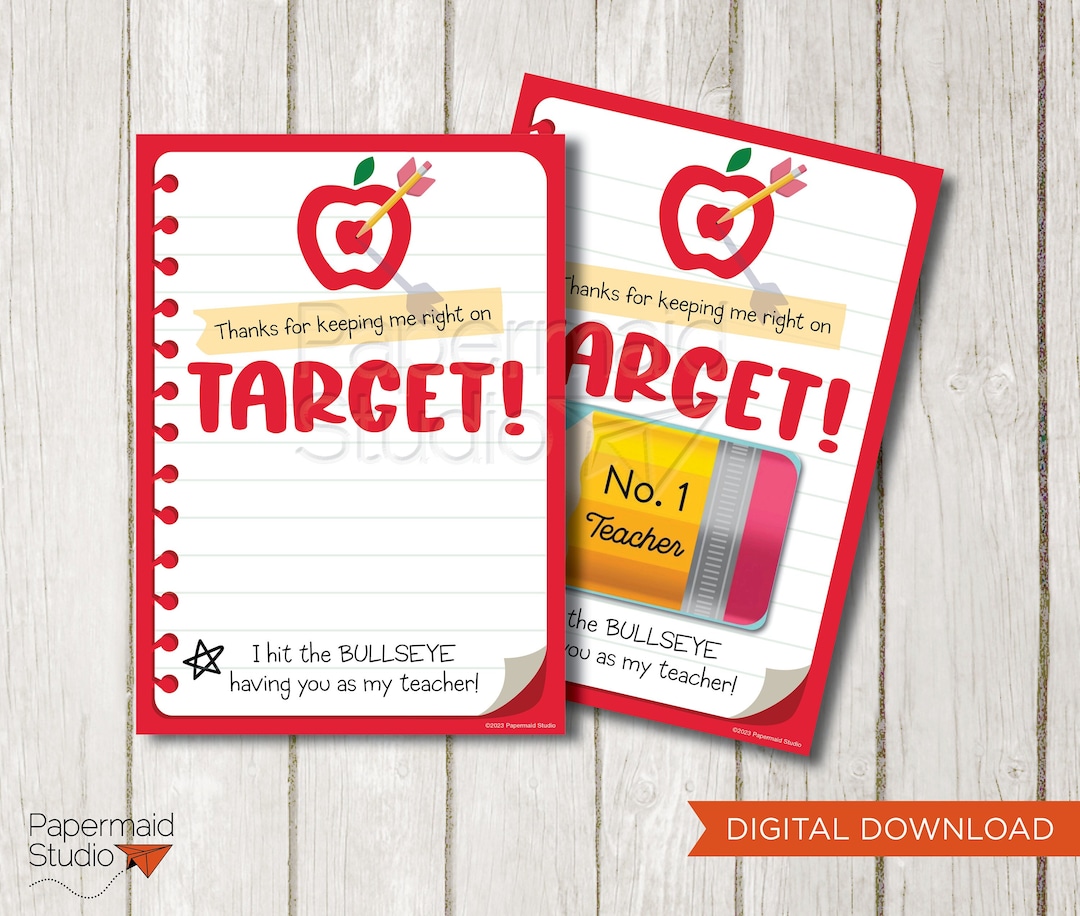 Teacher Thank You Card - Teacher Appreciation Target Card - Book Bundle ...