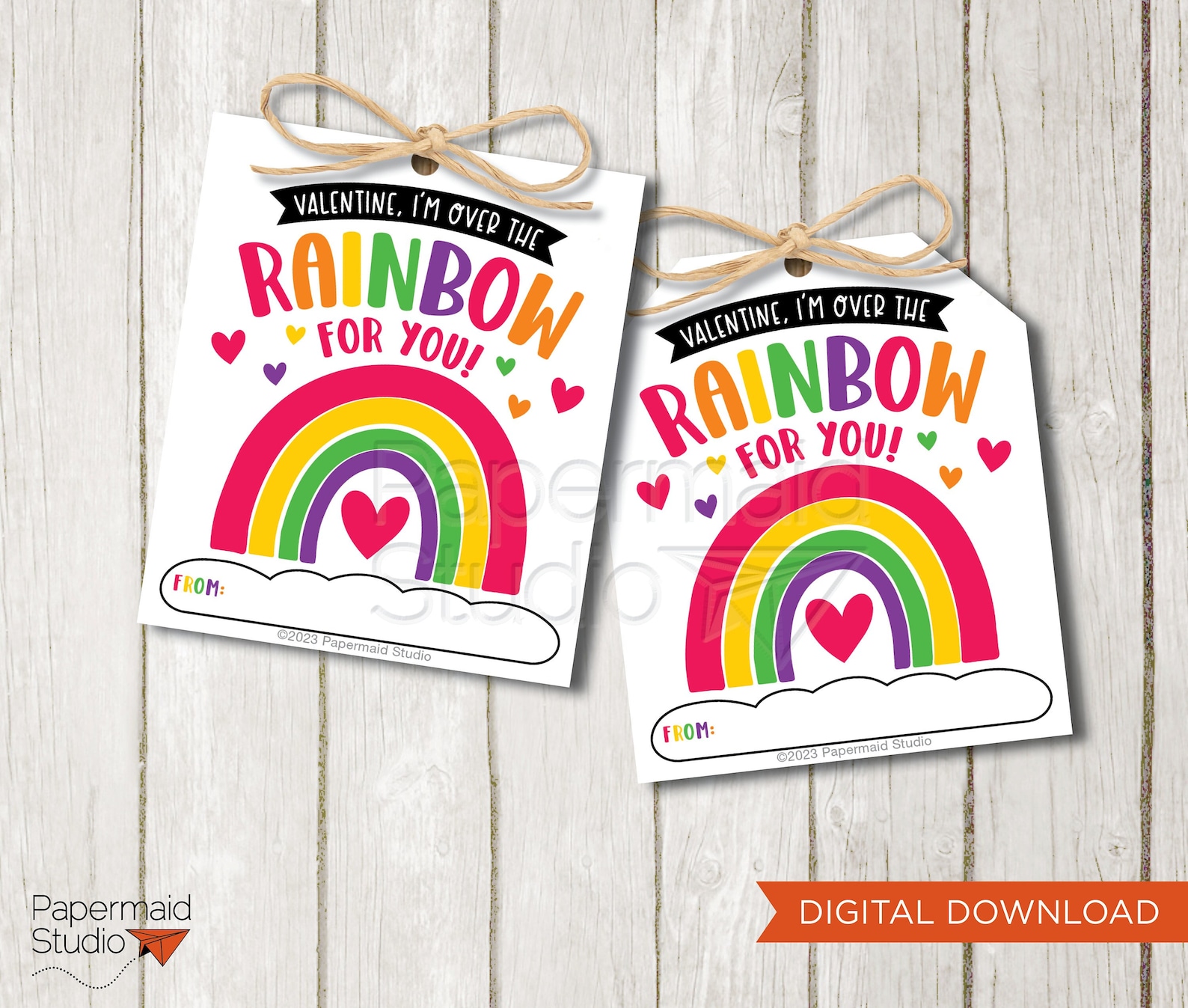 Rainbow Valentine Tag Printable - Valentine Rainbow Label - Rainbow ...