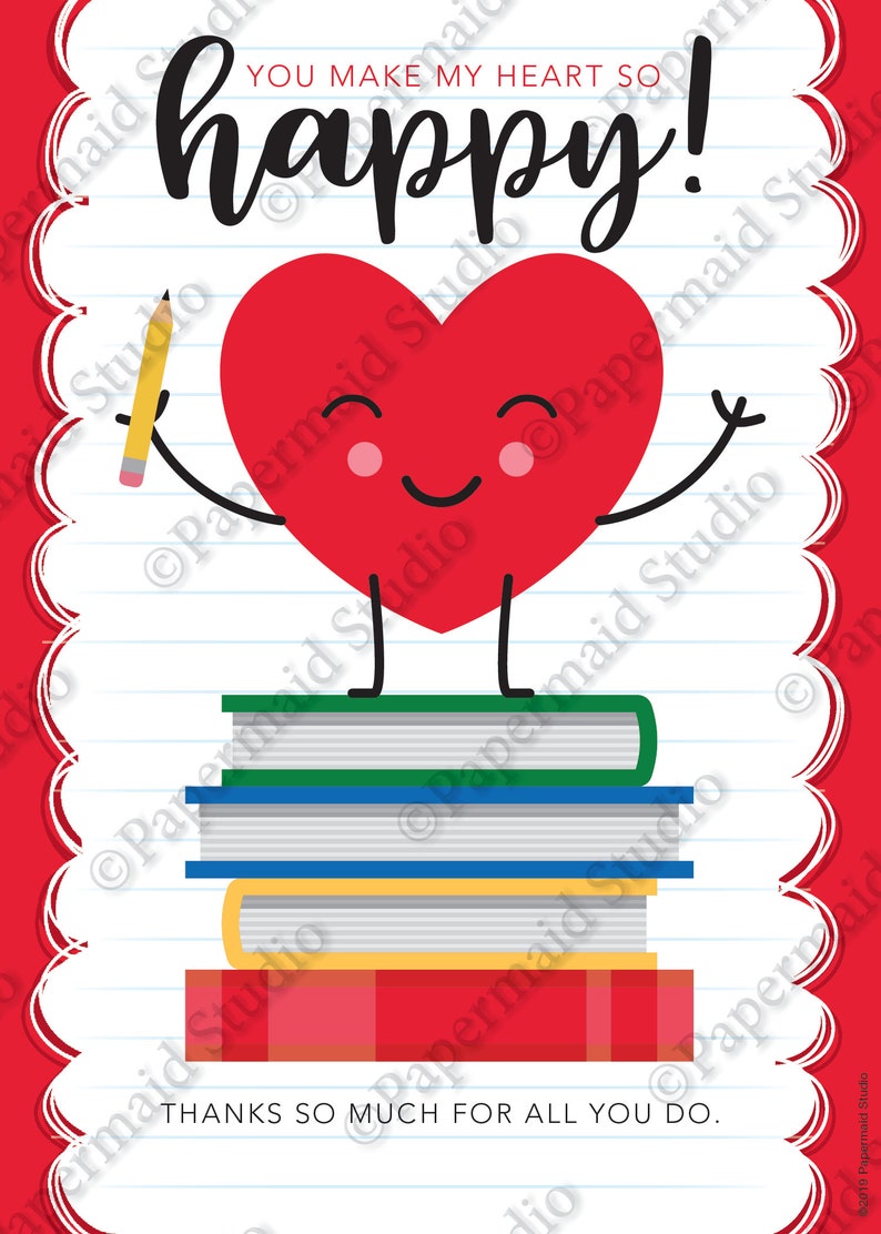 PRINTABLE Teacher Valentine Card Valentine's Day Card - Etsy