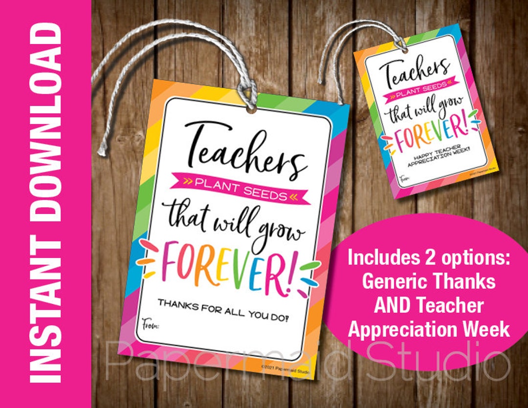 Printable Teacher Appreciation Plant Gift Tag - Thank You Card - PTA ...