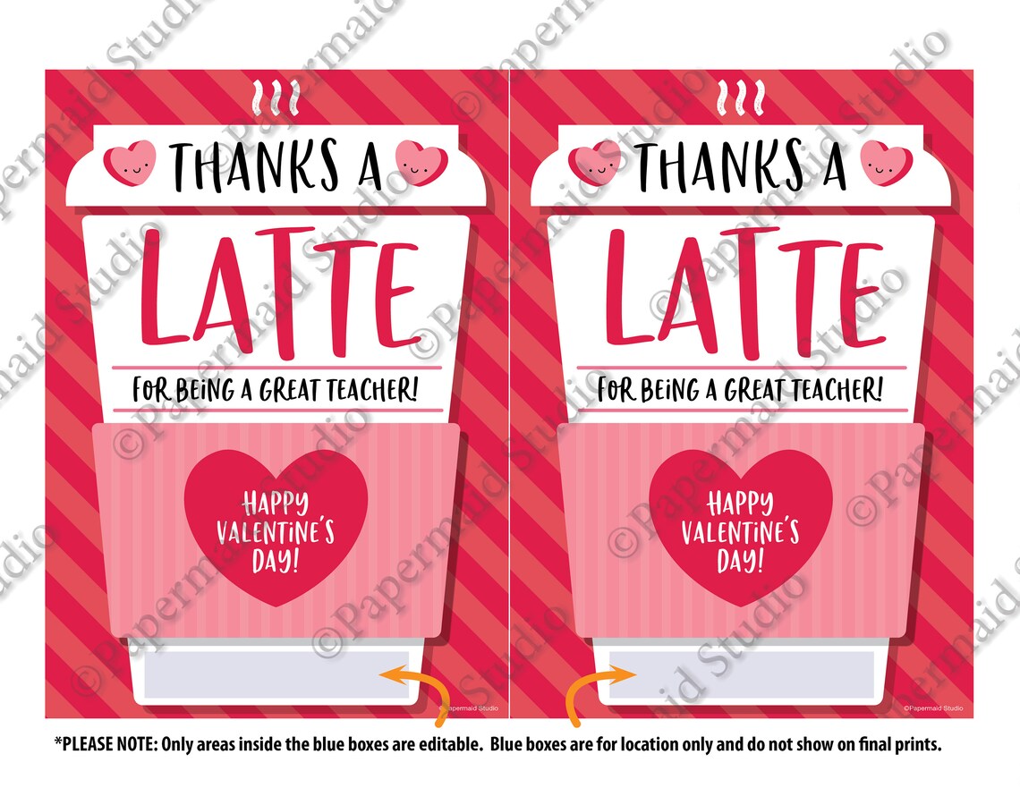 PRINTABLE Teacher Valentine's Day Coffee Gift Card Holder - Etsy