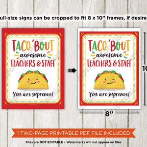 Teacher Appreciation Taco Signs Printable - Teacher Appreciation Gift ...
