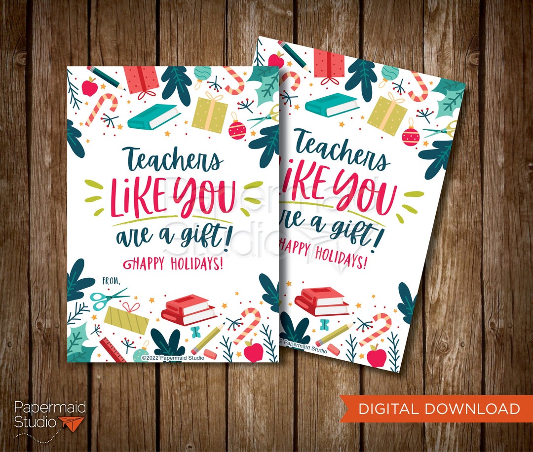Teacher Christmas Gift Card Printable - Virtual Learning Teacher ...