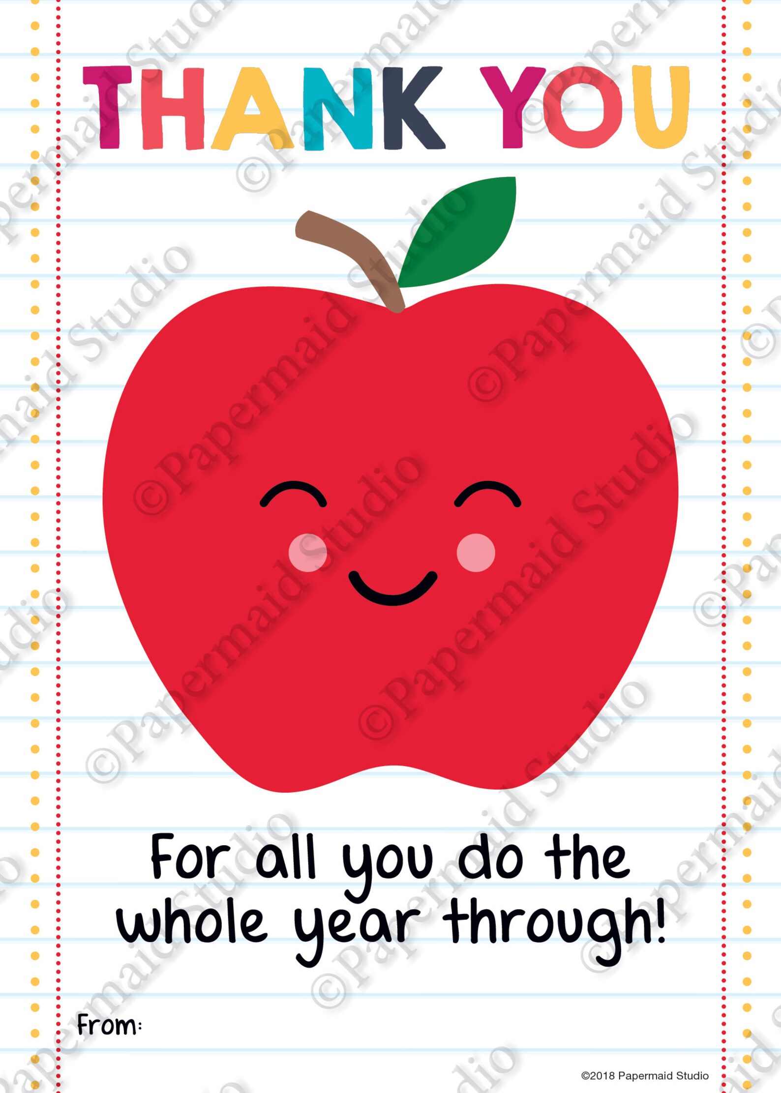 Teacher Thank You Card Printable Teacher Appreciation Gift - Etsy