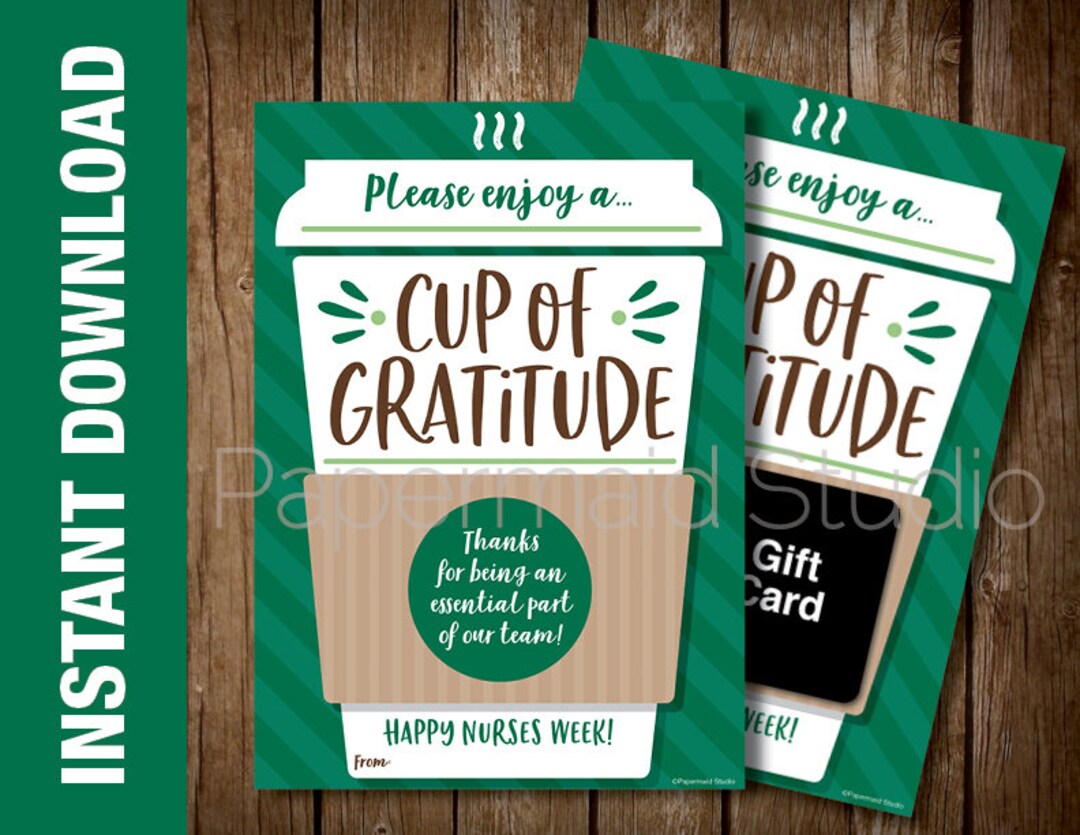 PRINTABLE Nurse Thanks a Latte Coffee Gift Card Holder - Nurses Week ...