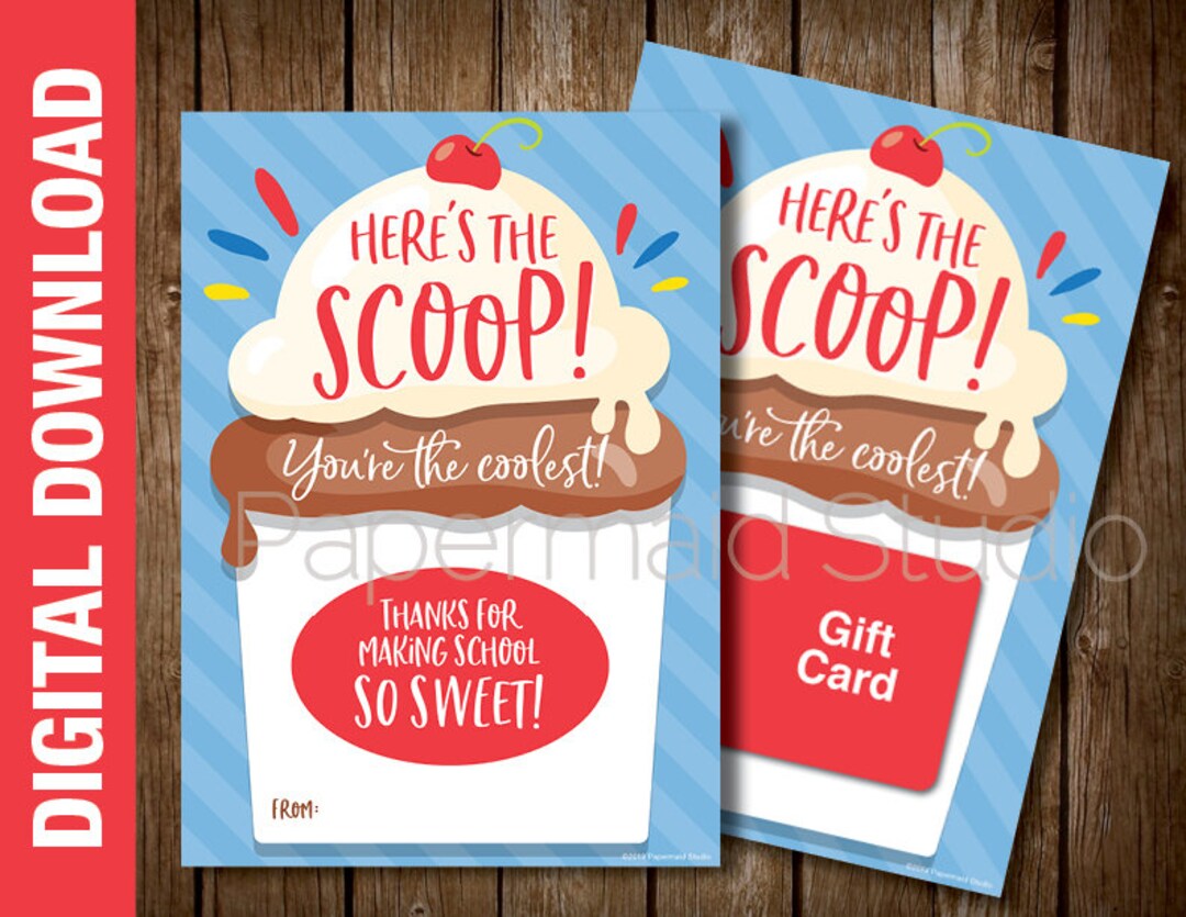 Teacher Ice Cream Gift Card Holder Printable - Teacher Appreciation ...