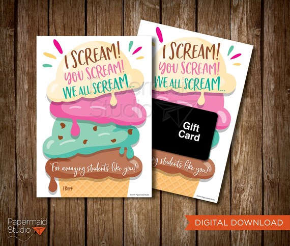 Student Appreciation Gift Ice Cream Gift Card Holder - Etsy