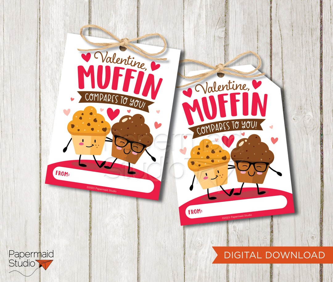 Muffin Valentine Tags - Printable Valentine Muffin Tag - Mini Muffins ...