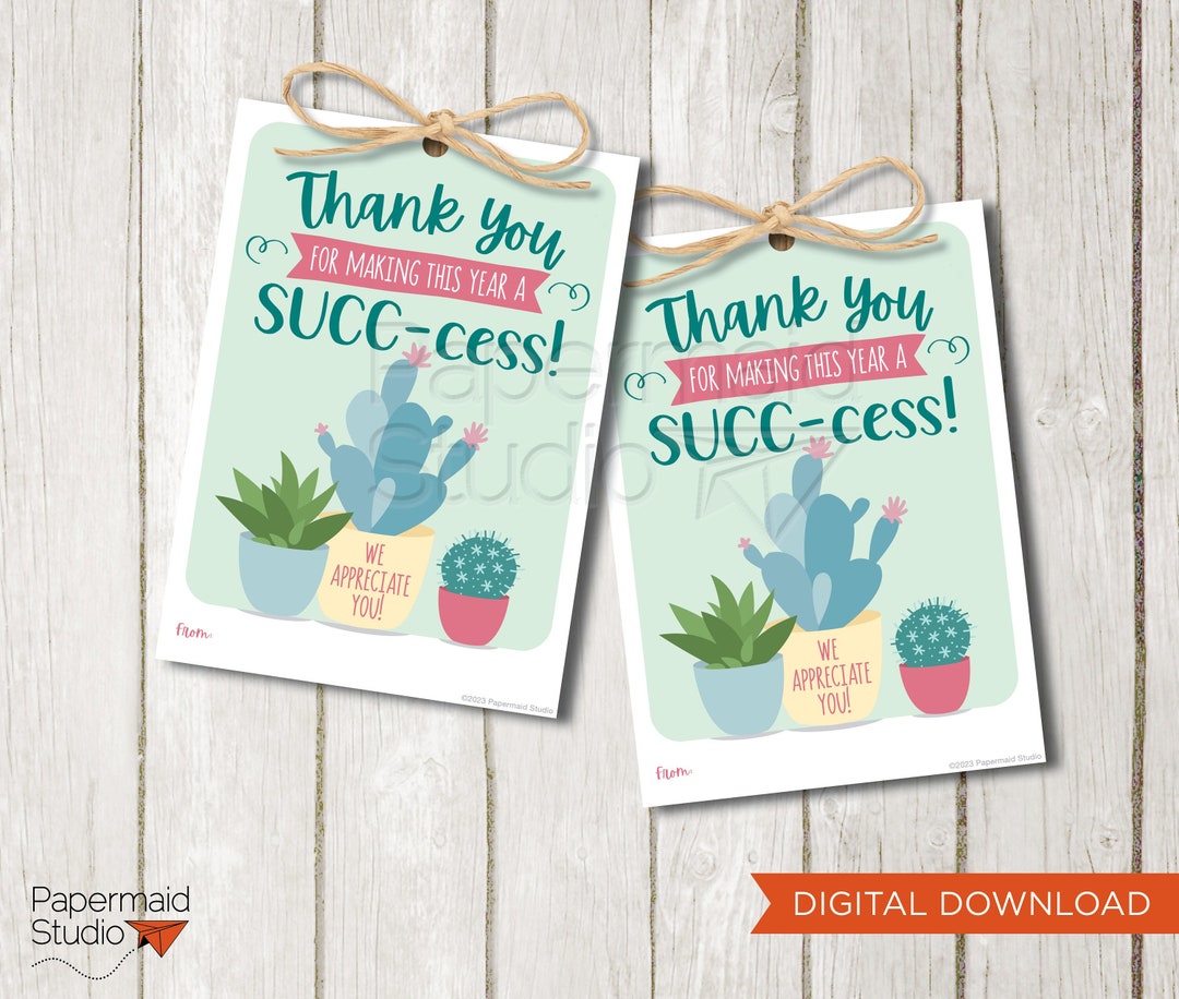 Teacher Appreciation Gift Succulent Tag Printable Staff - Etsy