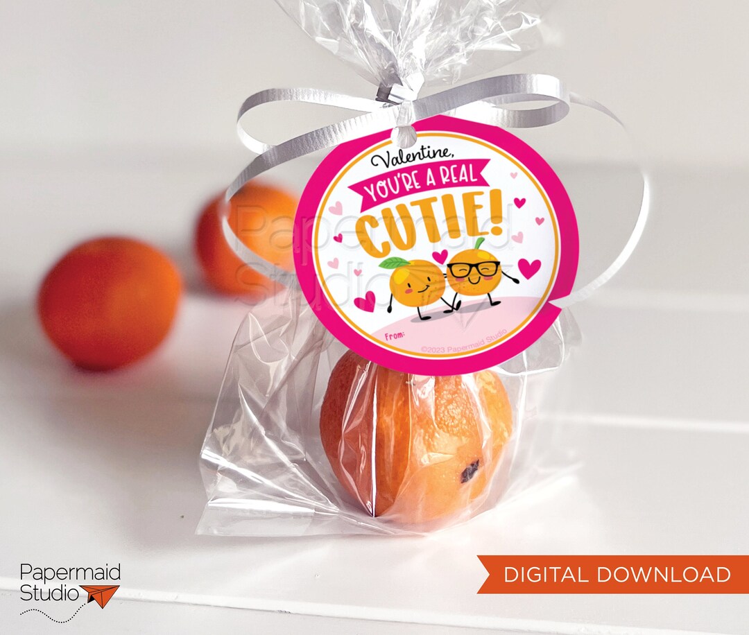 Valentine Orange Tags - Printable Orange Valentine Labels - Valentine ...