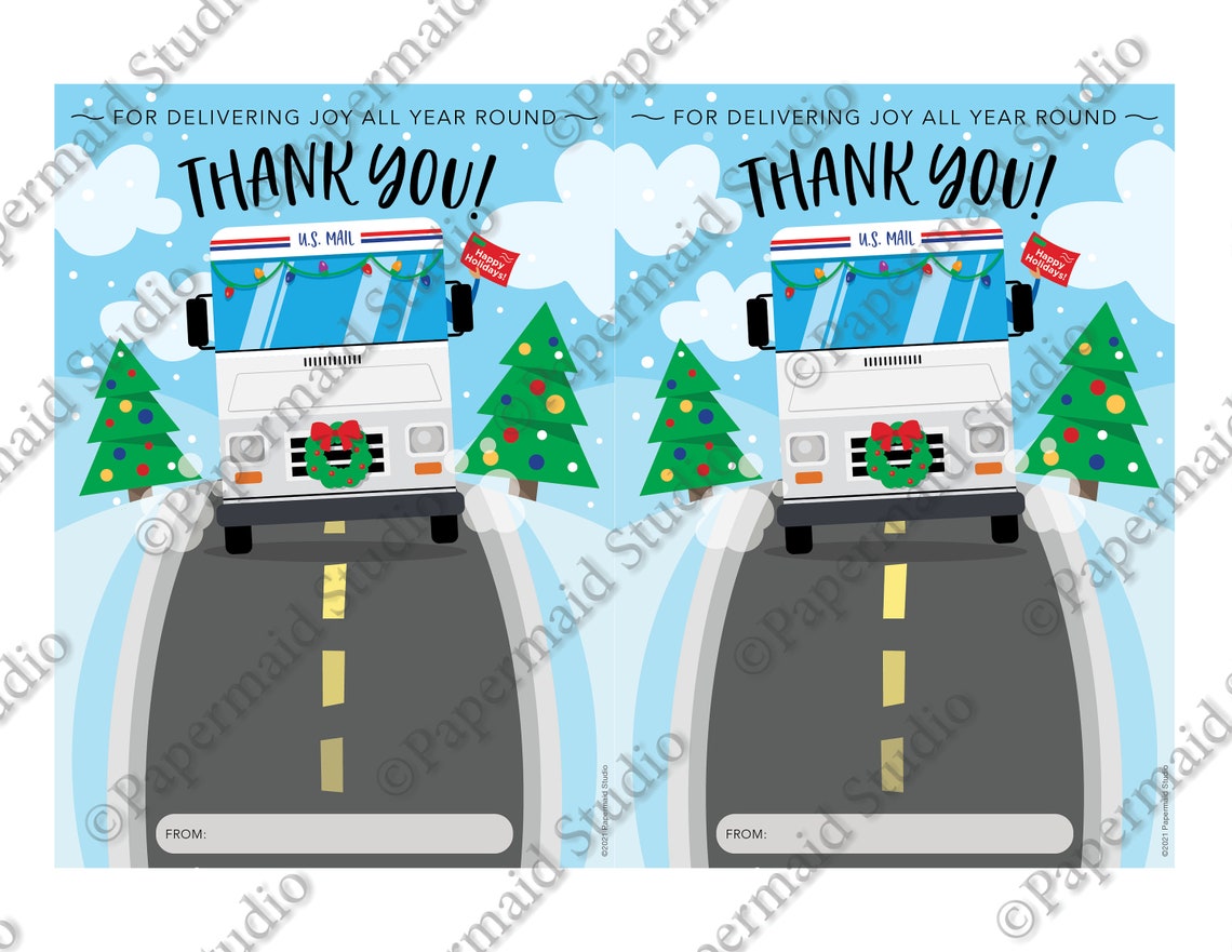 PRINTABLE Mailman Christmas Card Letter Carrier Thank You | Etsy