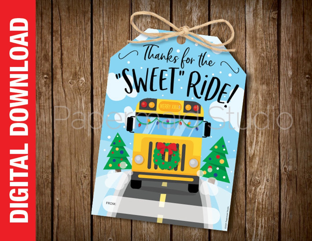 PRINTABLE Bus Driver Christmas Gift Tag -- Printable Bus Driver Treat ...