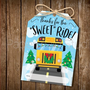 PRINTABLE Bus Driver Christmas Gift Tag -- Printable Bus Driver Treat ...