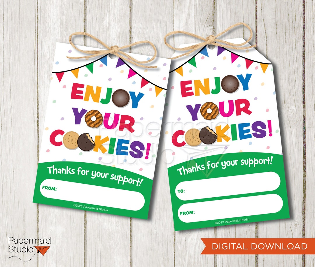 Cookie Thank You Tags Printable - Cookie Booth Thank You Note - Cookie ...