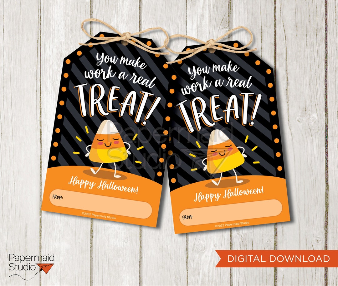 Halloween Gift Tag Printable - Coworker Halloween Gift Tag - Candy Corn ...