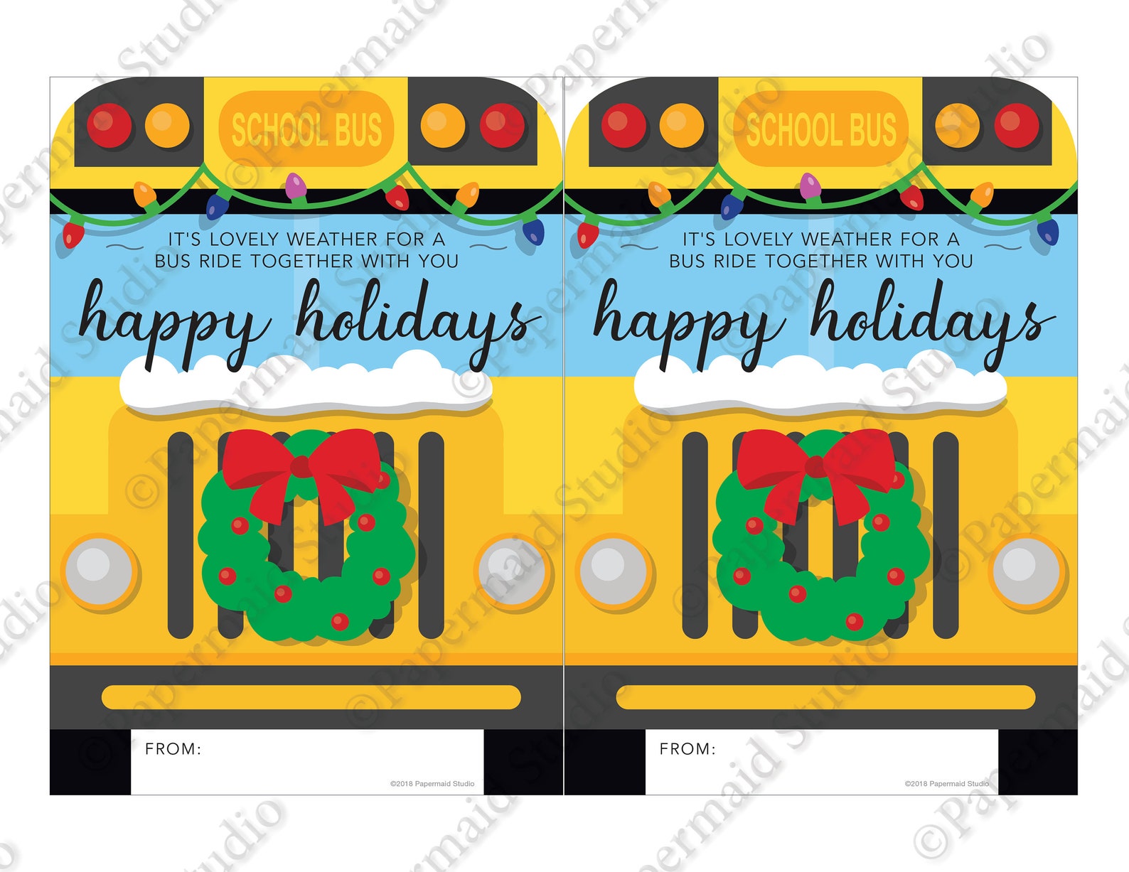 PRINTABLE Bus Driver Christmas Card Thank You -- Printable Bus Driver ...