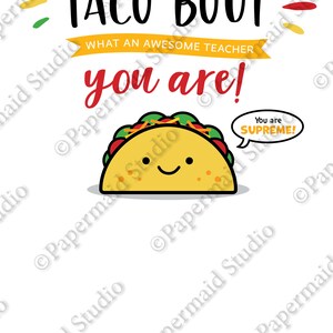 PRINTABLE Teacher Thank You Card - Taco Gift Card Holder for Teacher ...