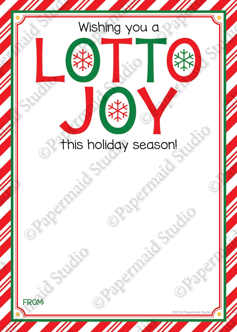 Printable Lottery Ticket Christmas Card Teacher Christmas - Etsy