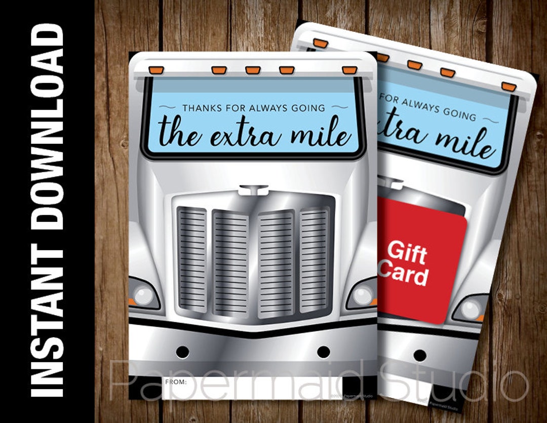 PRINTABLE Semi Truck Driver Thank You Card - Delivery Person Gift Card ...