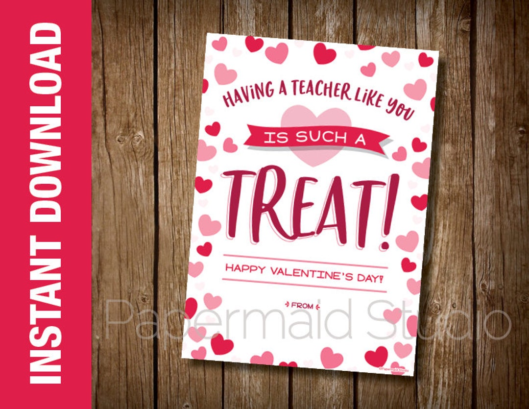PRINTABLE Teacher Valentine Card - Teacher Valentine's Day Card - Staff ...