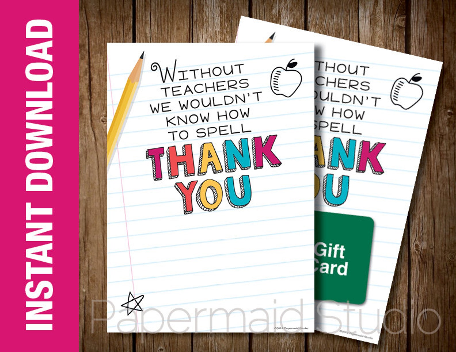 PRINTABLE Teacher Thank You Card End of Year Teacher Card - Etsy