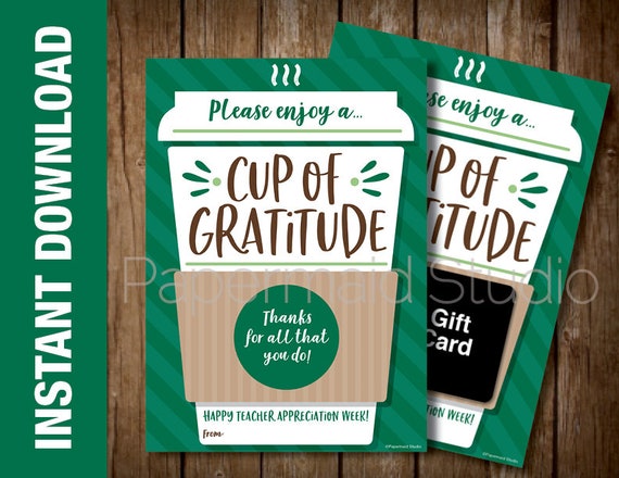 Teacher Appreciation Week Card Teacher Coffee Gift Card - Etsy
