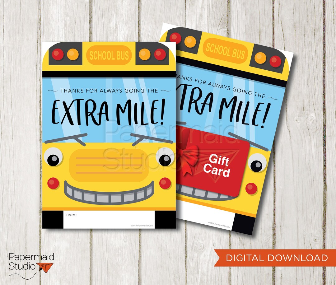 Bus Driver Gift - Printable Bus Driver Appreciation Card - School Bus ...