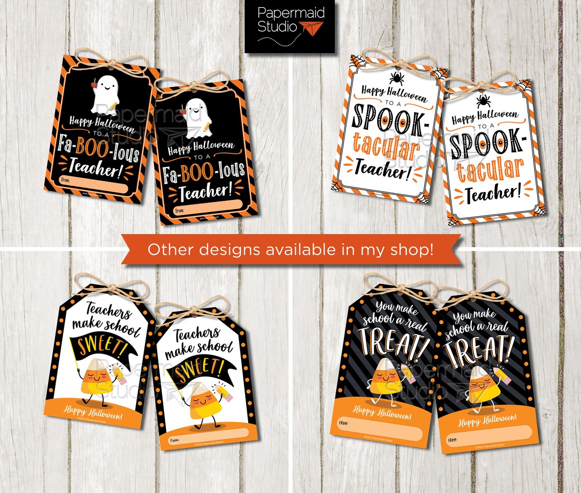 Halloween Teacher Gift Tag Printable Halloween Coffee Tag - Etsy