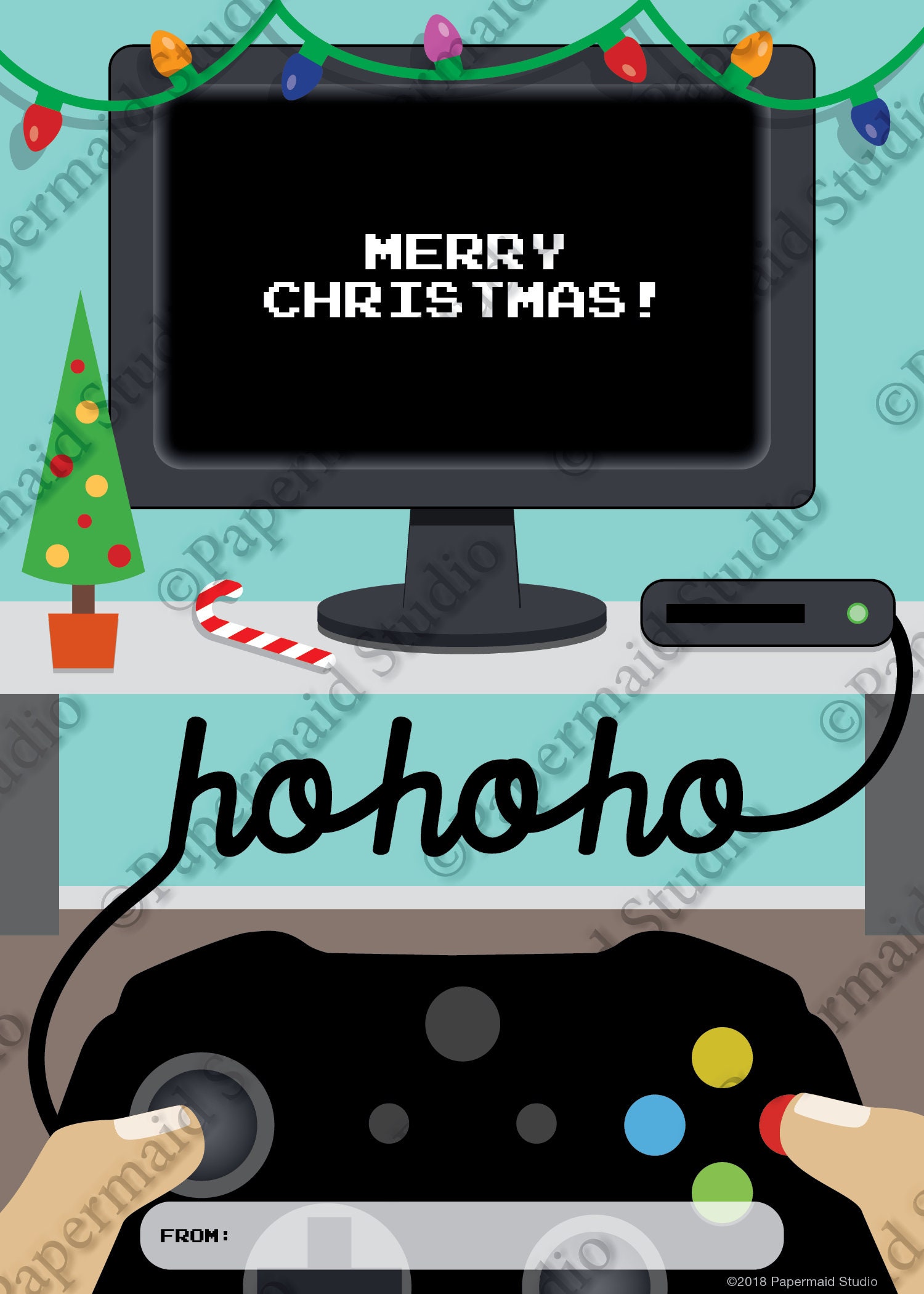 PRINTABLE Videogame Gift Card Holder Holiday Card -- Christmas Gift ...