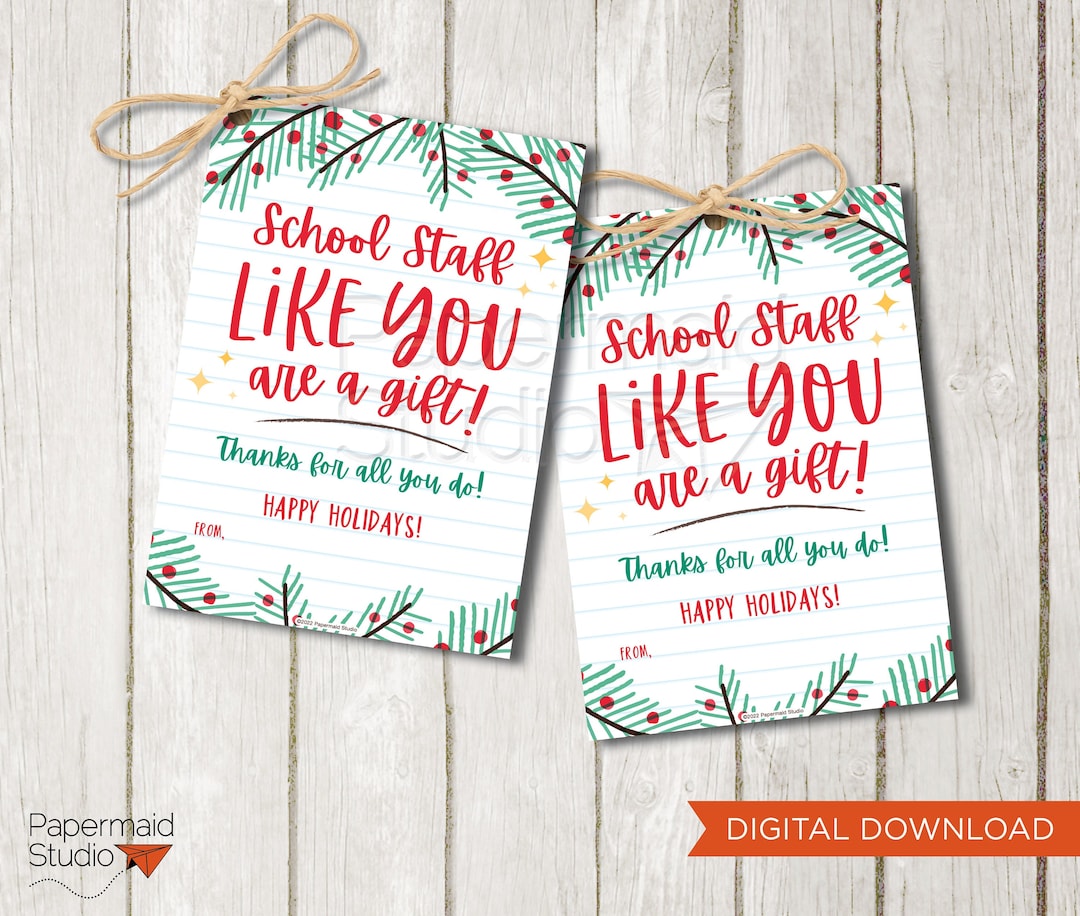 Teacher Christmas Gift Tag Printable Teacher Christmas Card Teacher ...