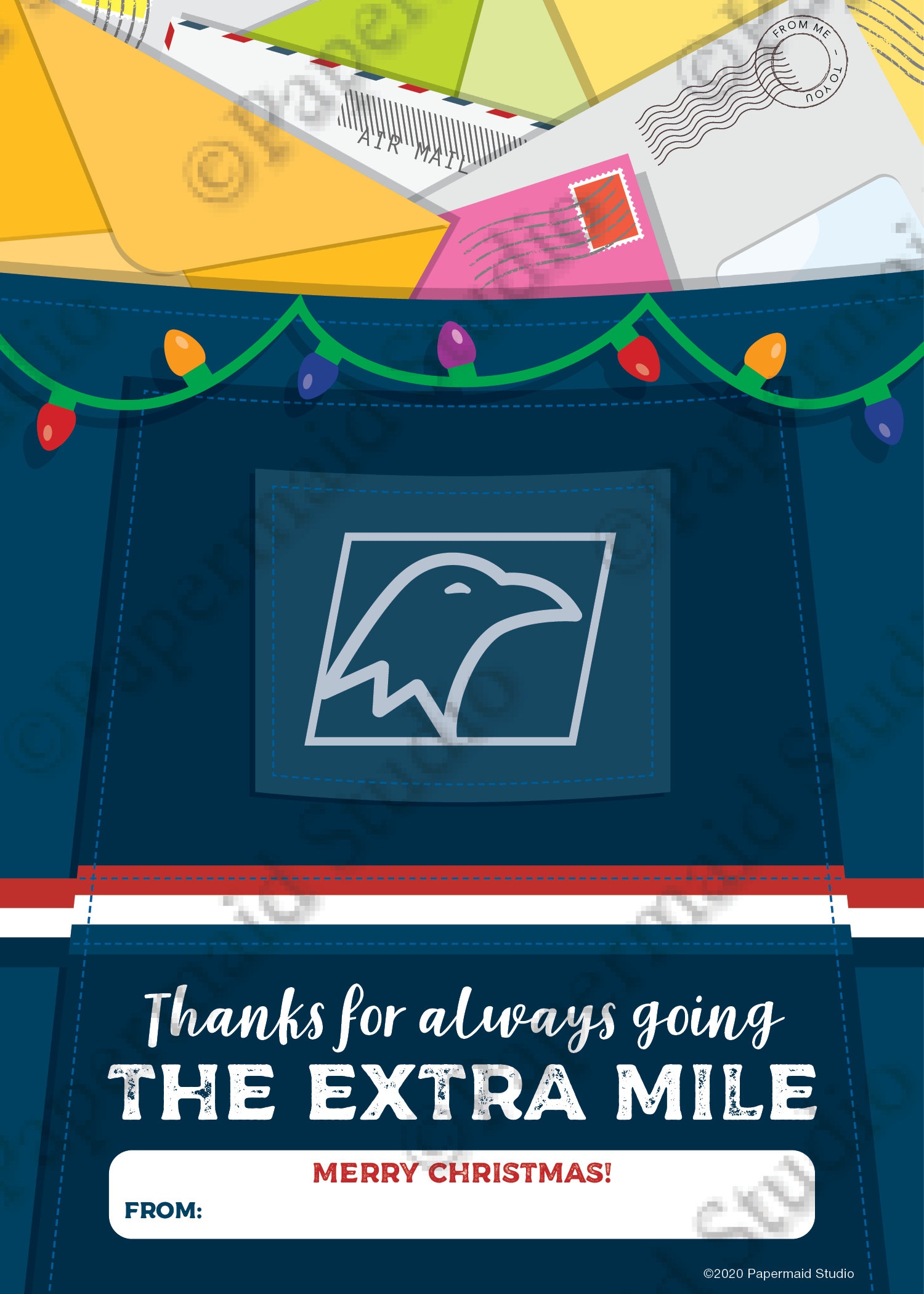 PRINTABLE Mailman Thank You Christmas Card Letter Carrier | Etsy