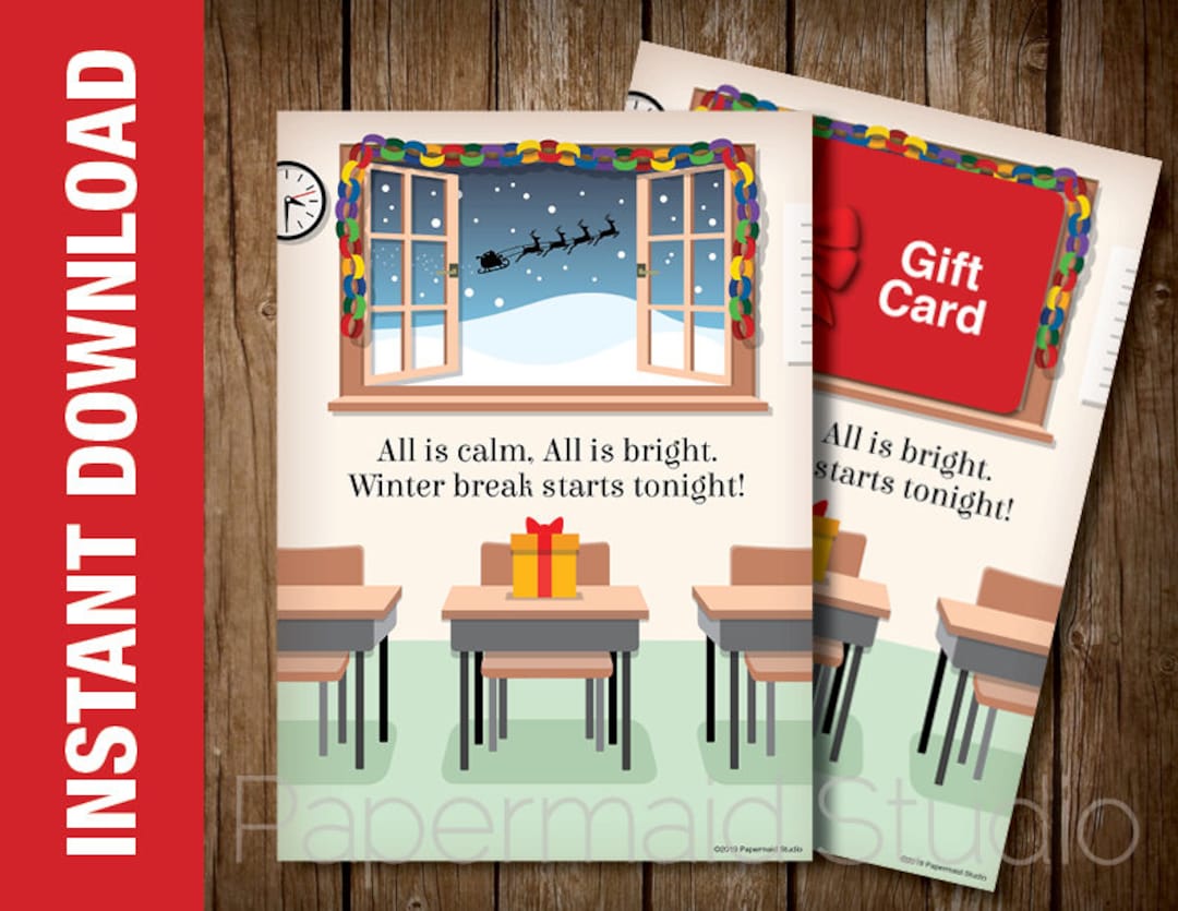 PRINTABLE Teacher Christmas Gift Card Holder -- Classroom Winter Break ...