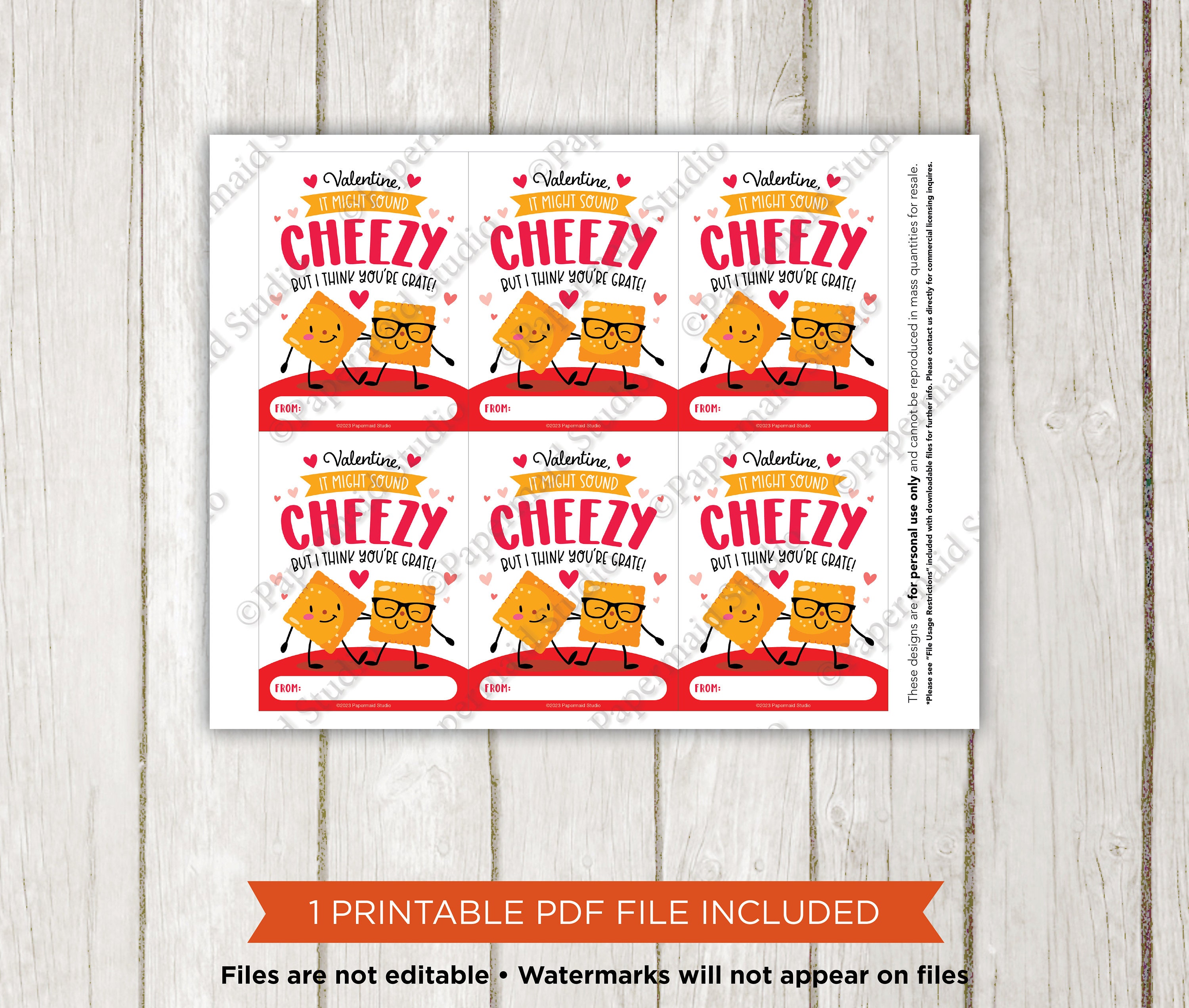 Cheese Cracker Valentine Tags - Printable Valentine Cheese Cracker Tag ...