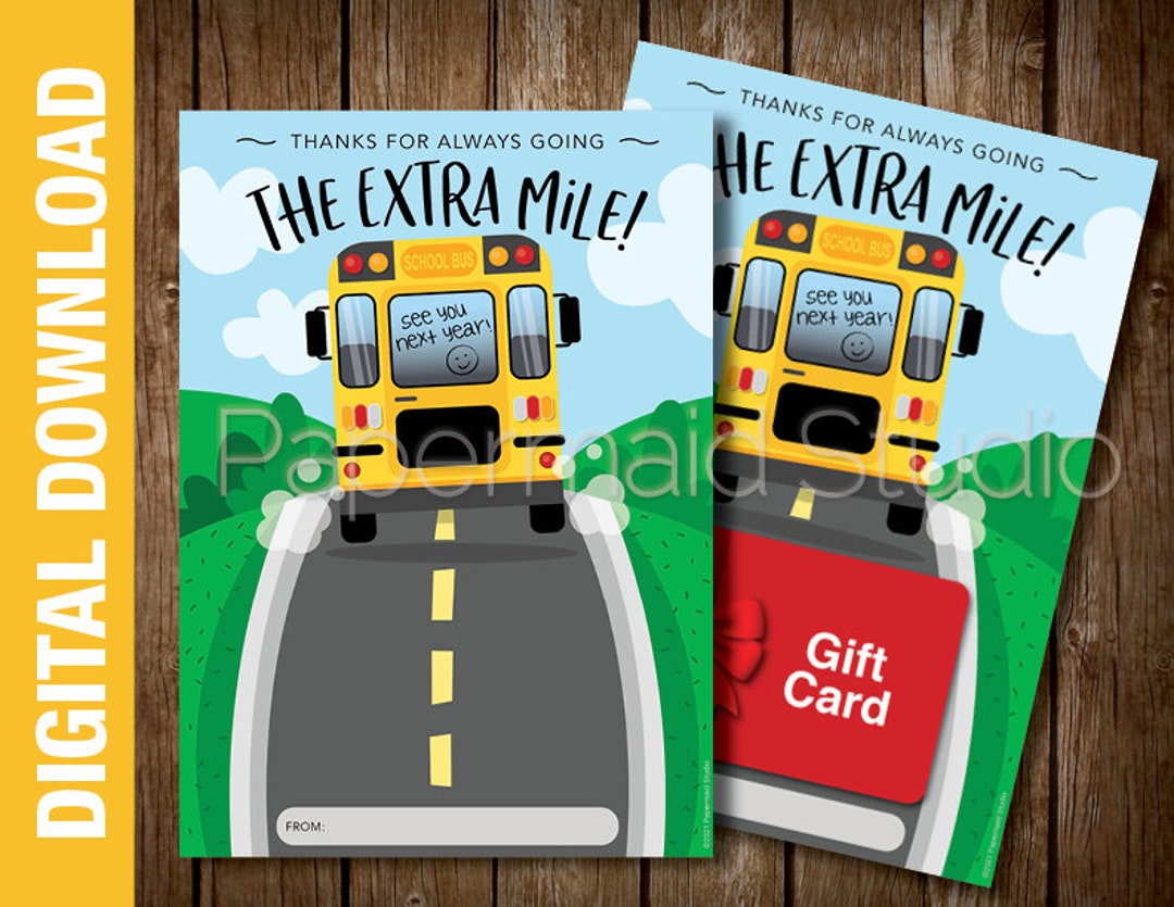 PRINTABLE Bus Driver Thank You Card - Bus Driver Gift Card Holder - Bus ...