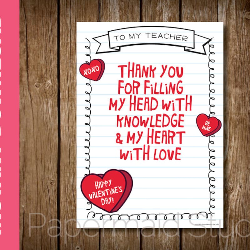 Teacher Valentine Card - Etsy