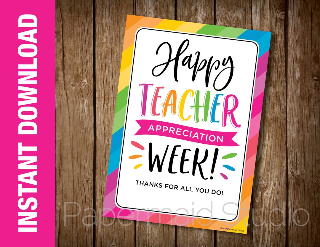 PRINTABLE Teacher Appreciation Card - Teacher Appreciation Week - Staff ...