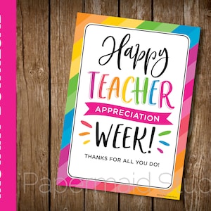 PRINTABLE Teacher Appreciation Card - Teacher Appreciation Week - Staff ...