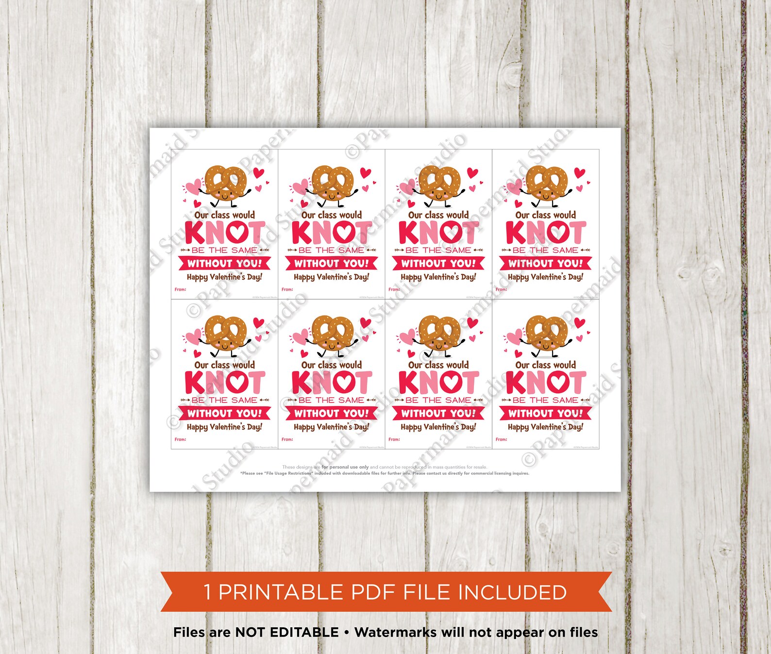 Valentine Pretzel Tags - Printable Pretzel Valentines Tag - Pretzels ...