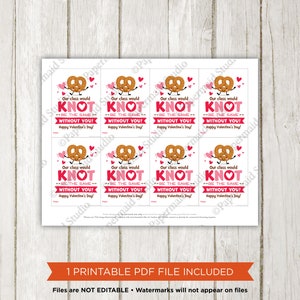 Valentine Pretzel Tags - Printable Pretzel Valentines Tag - Pretzels ...