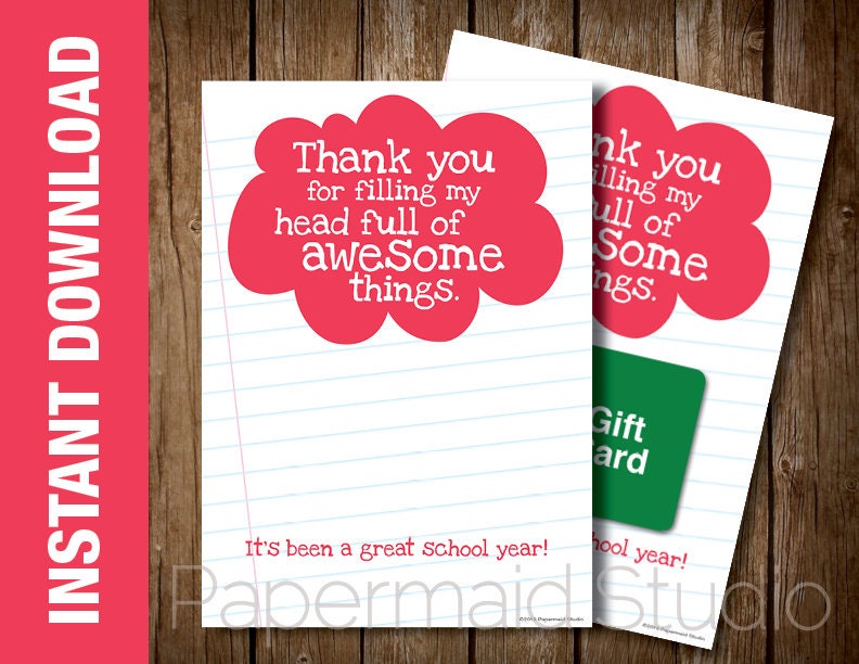 PRINTABLE Teacher Thank You Card Teacher Appreciation Card | Etsy