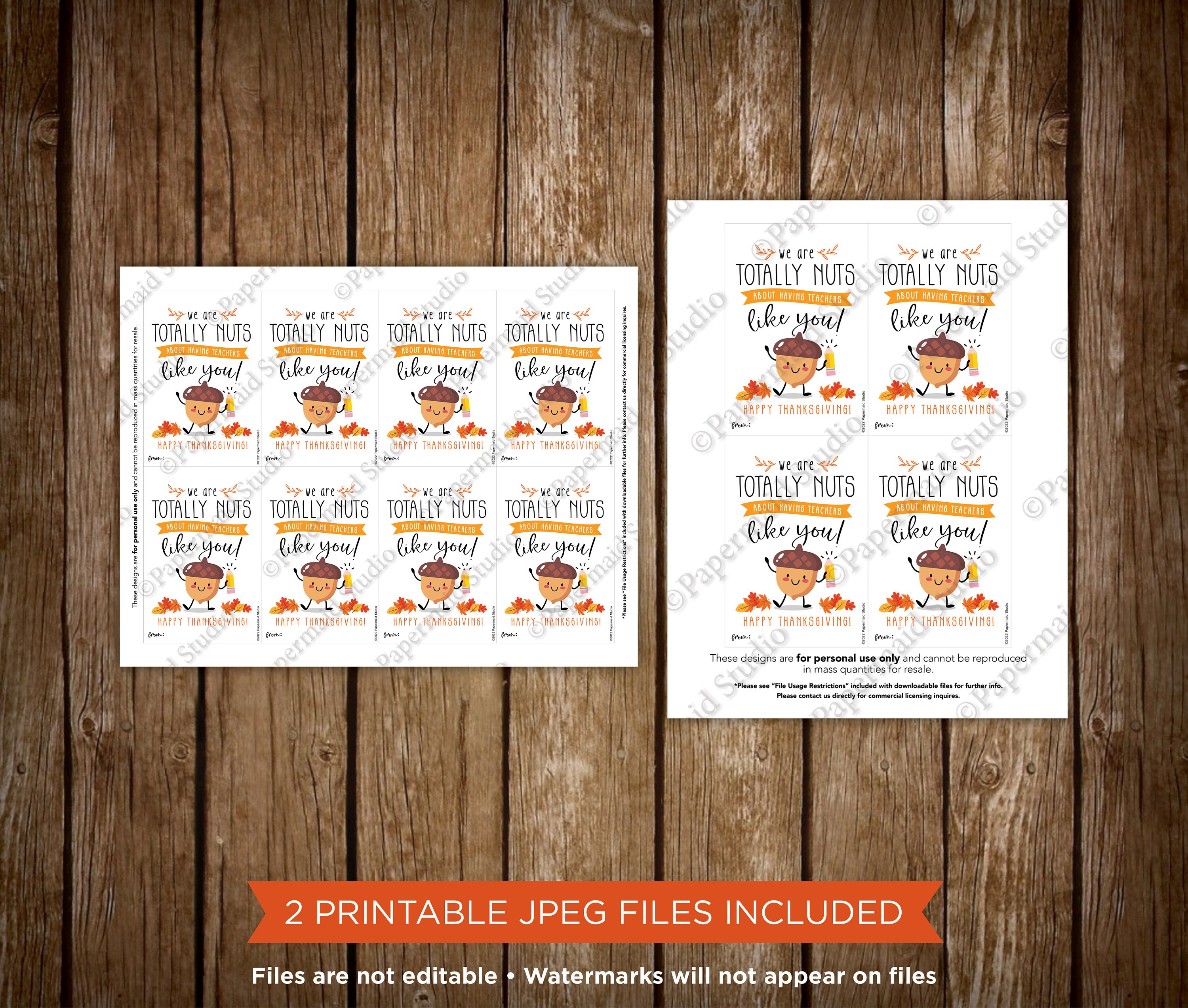 Teacher Thanksgiving Gift Tag Printable - School Teacher Thanksgiving ...