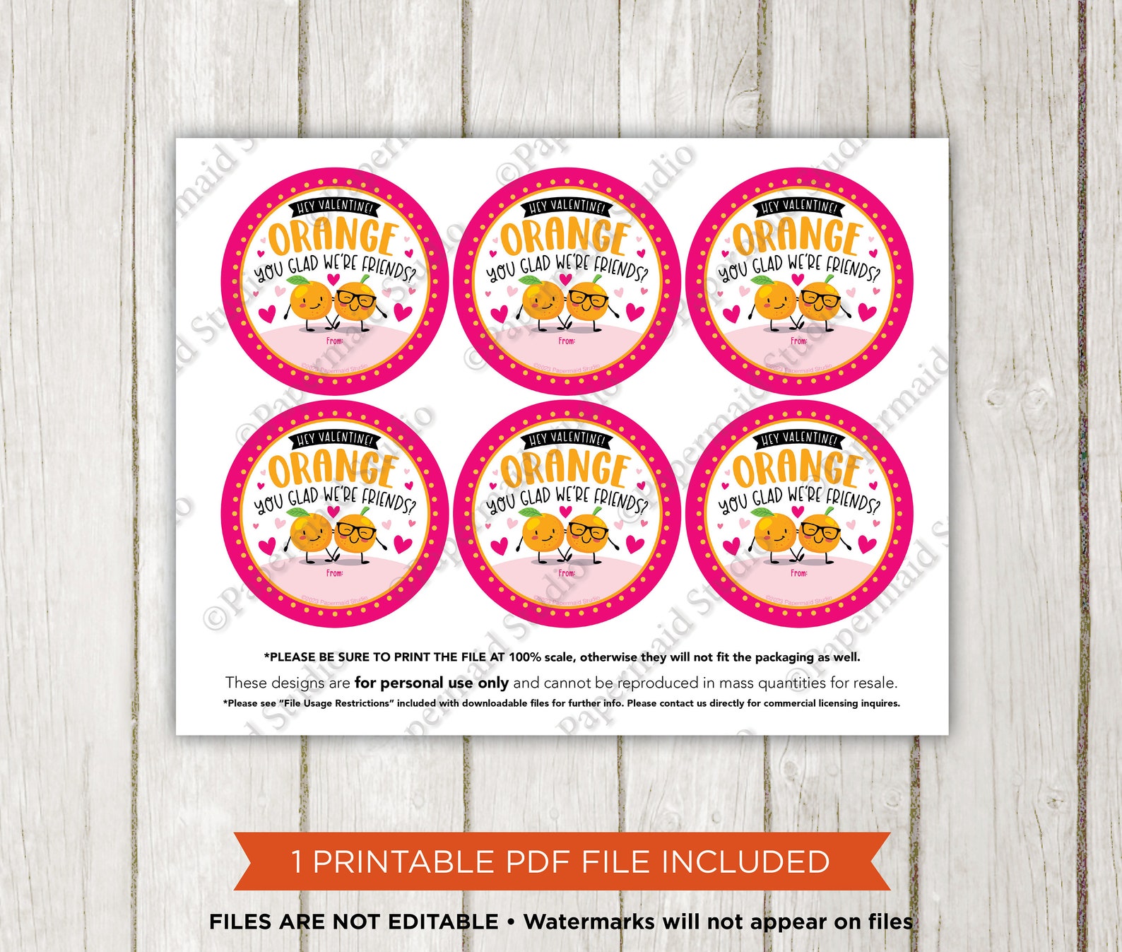 Valentine Orange Cup Tags - Printable Orange Valentine Labels ...