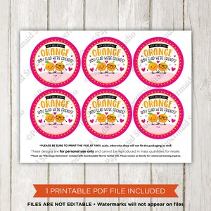 Valentine Orange Cup Tags - Printable Orange Valentine Labels ...