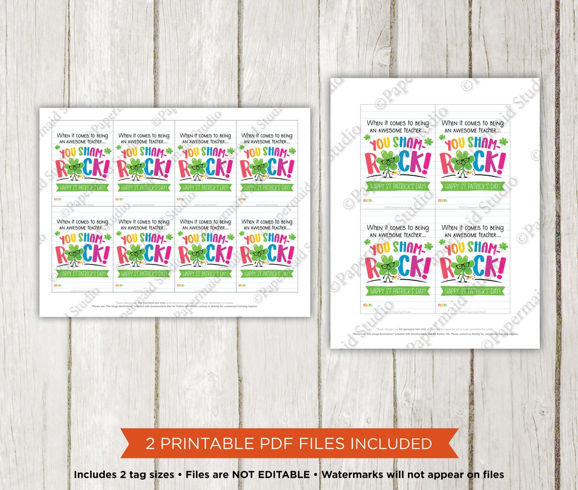 Teacher St. Patrick's Day Tag Printable - St Patricks Teacher Gift Tag ...
