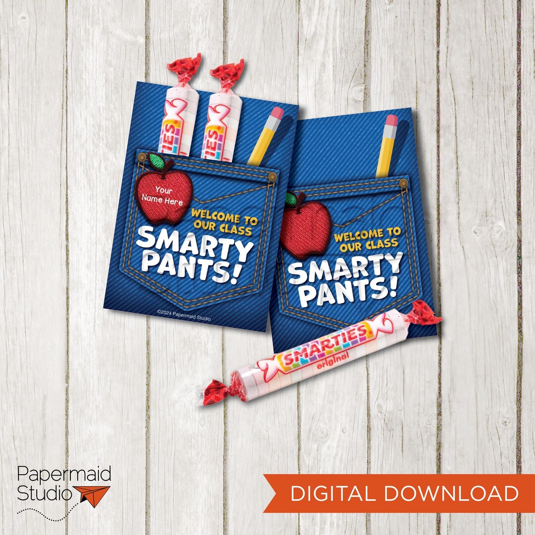 Smarty Pants Candy Tag Printable - First Day of School Gift - Welcome ...