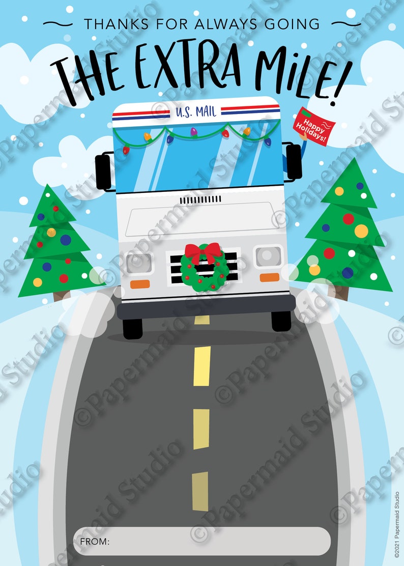 PRINTABLE Mailman Christmas Card Letter Carrier Thank You | Etsy