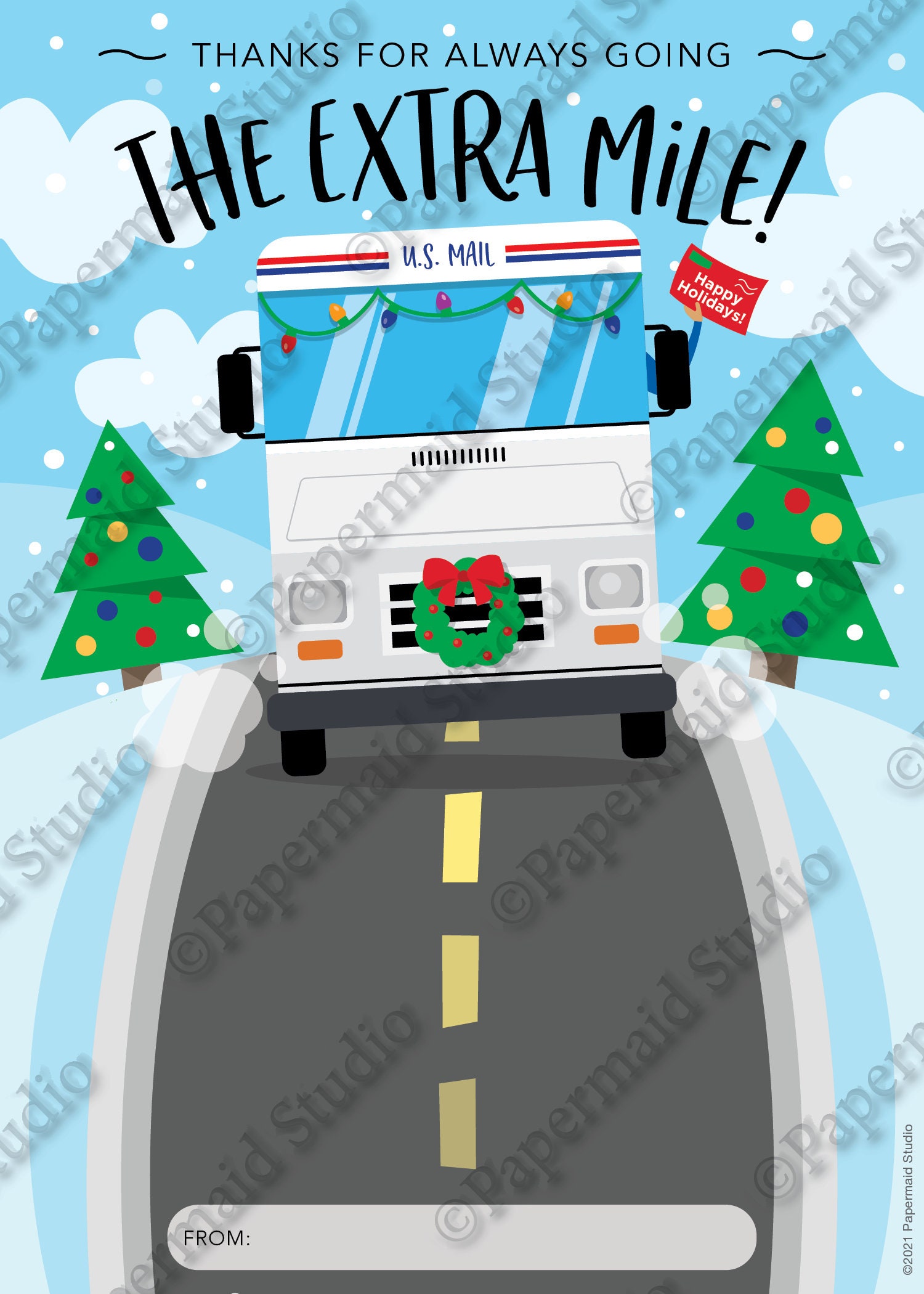 PRINTABLE Mailman Christmas Card - Letter Carrier Thank You Card ...