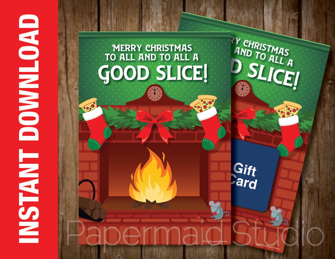 PRINTABLE Pizza Night Holiday Card -- Christmas Gift Card Holder ...