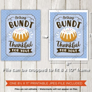Bundt Cake Thank You Sign Printable - Employee Appreciation Gift ...